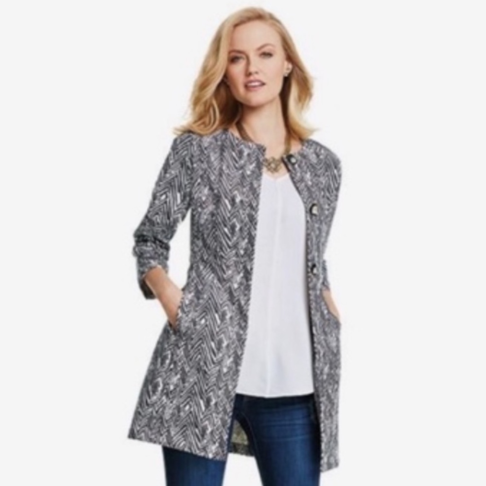 Cabi Black/White Zig Zag Ponte Knit Jacket - Gem